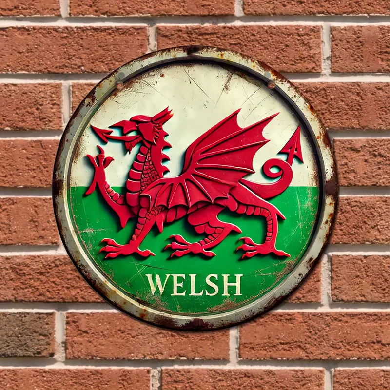 Vintage Welsh Dragon Aluminium Sign | Unique Home & Bar Decor
